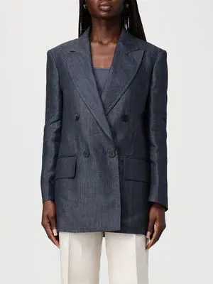 Max Mara Double-breasted Denim Blazer - Grey