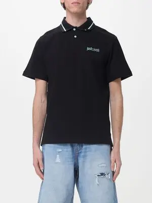 Just Cavalli Cotton Polo Shirt With Logo - Black