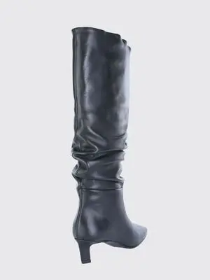 ALOHAS Draped Knee-high Boots In Smooth Leather With Low Flared Heel