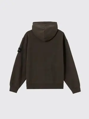 Stone Island Organic Cotton Zip-up Hoodie With Compass Logo - Grey