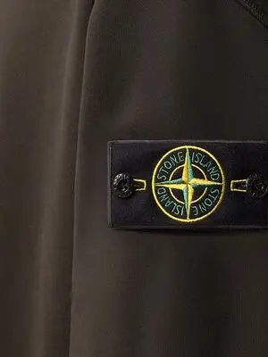 Stone Island Organic Cotton Zip-up Hoodie With Compass Logo - Grey