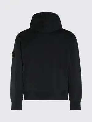 Stone Island Organic Cotton Zip-up Hoodie With Compass Logo - Navy