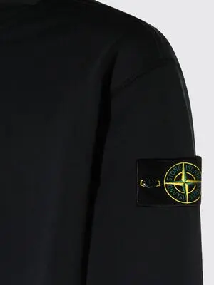 Stone Island Organic Cotton Zip-up Hoodie With Compass Logo - Navy