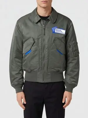 GR10K Nylon Bomber Jacket With Logo - Grey