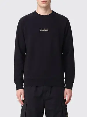 Stone Island Slim Fit Cotton Sweatshirt With Printed Compass Logo - Black
