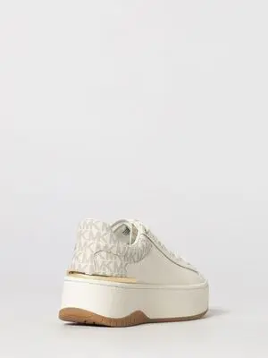 Michael Kors Dottie Leather And Coated Cotton Mk Monogram Sneakers