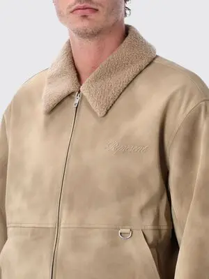 REPRESENT Faux Leather Shearling Collar Jacket