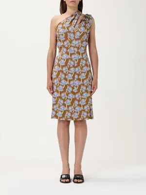 Versace Asymmetrical Floral Print Midi Dress