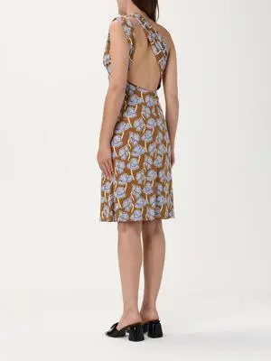 Versace Asymmetrical Floral Print Midi Dress