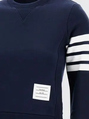 Thom Browne Crewneck Sweatshirt With Signature Stripes - Blue