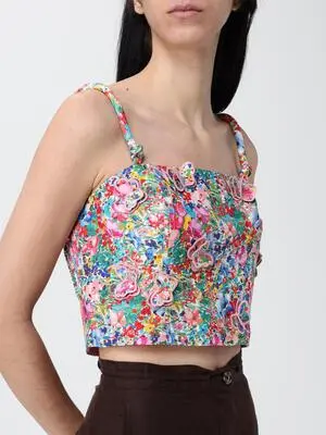 Farm Rio Floral Crop Top With Butterfly Appliqués - Multicolor