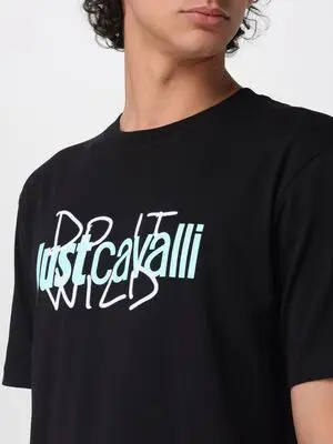 Just Cavalli Cotton T-shirt With Logo - Black