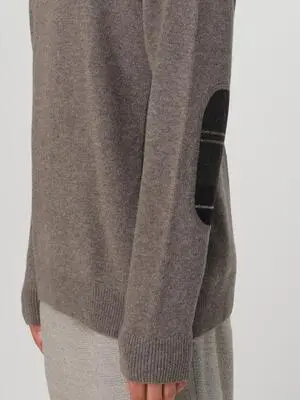 Barbour Jumper With Tartan Elbow Patches