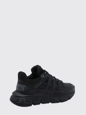 Versace Trigreca Baroque Leather And Canvas Sneakers