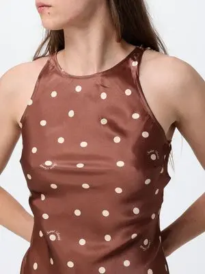 MC2 SAINT BARTH Long Silk Polka Dot Halterneck Dress - Dark