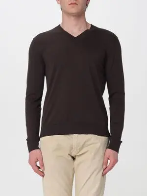 PAOLO PECORA Silk Blend V-neck Sweater - Brown