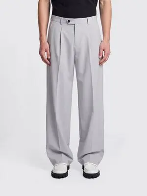 MTL STUDIO Wool Blend Wide Leg Trousers - Grey
