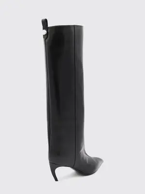 Attico Lea Smooth Leather Knee-high Boots With Curved Heel - Black