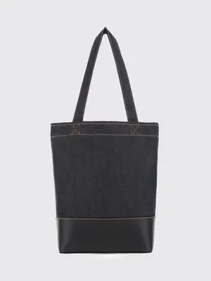 A.p.c. Cotton Denim Tote Bag With Logo - Blue