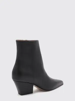Paris Texas Calf Leather Western Ankle Boots - Black
