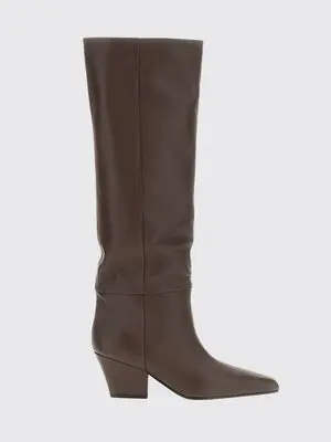 Paris Texas Calf Leather Western Ankle Boots - Brown