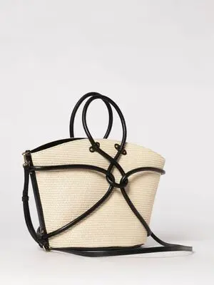 Just Cavalli Leather And Raffia Handbag