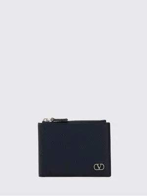 Valentino Garavani Vlogo Grained Leather Credit Card Holder - Blue