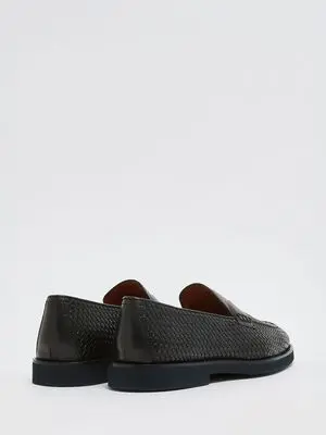 DOUCAL'S Penny Braided Leather Loafers