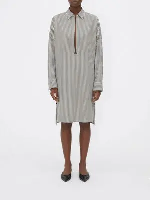 TOM FORD Striped Silk Chemisier Dress - Black