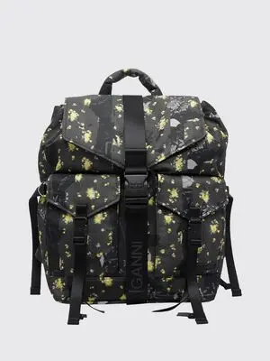 GANNI Recycled Polyamide Backpack With Floral Print - Brown