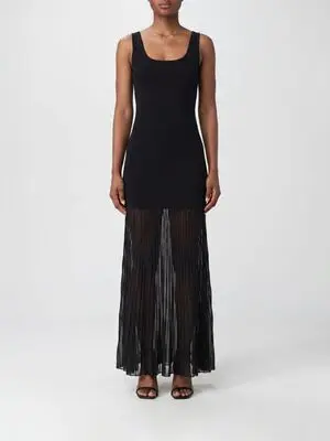 Michael Kors Long Square-neck Sheath Gown With Pleated Skirt