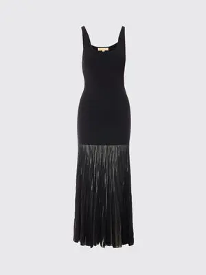 Michael Kors Long Square-neck Sheath Gown With Pleated Skirt