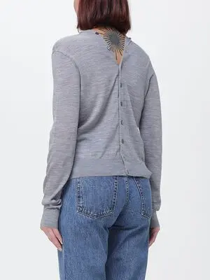 Alexander Wang V-neck Wool Cardigan With Contrast Logo - Grey