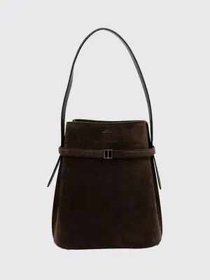 TOTEME Suede Bucket Bag With Monogram Logo - Brown