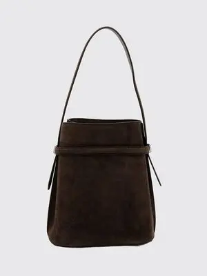 TOTEME Suede Bucket Bag With Monogram Logo - Brown