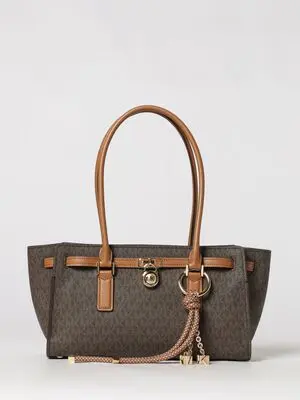 Michael Kors Hamilton Moderne Bag In Coated Cotton With Mk Monogram - Brown