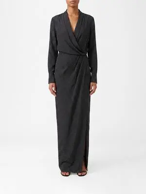 SA SU PHI Polka Dot Silk Wrap Dress - Black