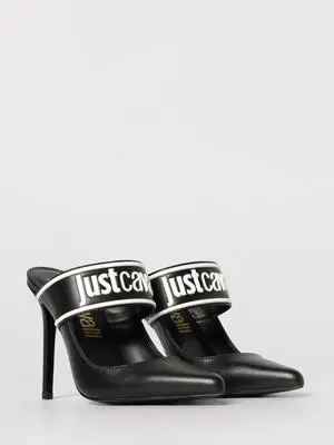 Just Cavalli Leather Mules With Logo