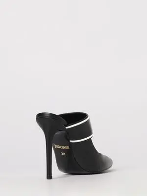 Just Cavalli Leather Mules With Logo