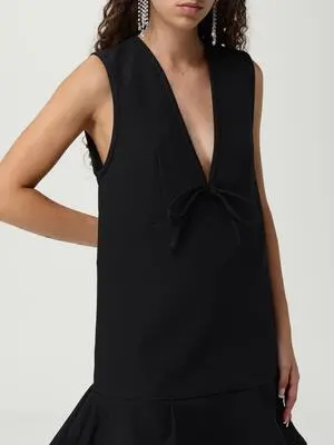 MSGM Sleeveless Mini Dress With V-neck And Bow Detail
