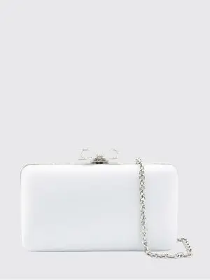 SELF-PORTRAIT Satin Clutch With Crystal Bow And Removable Strap - Blue