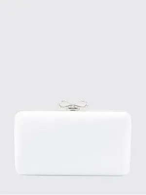 SELF-PORTRAIT Satin Clutch With Crystal Bow And Removable Strap