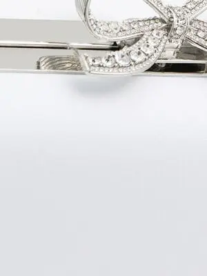 SELF-PORTRAIT Satin Clutch With Crystal Bow And Removable Strap