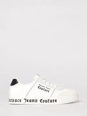 Versace Leather Sneakers With Logo - White