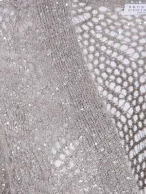 Brunello Cucinelli Sequin-embellished Open-knit Cardigan