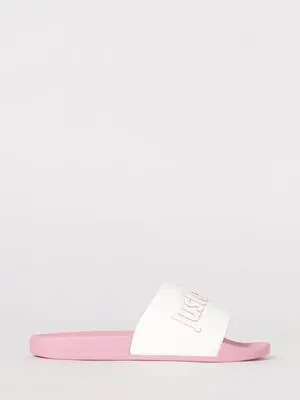 Just Cavalli Rubber Sliders With Printed Logo Silver