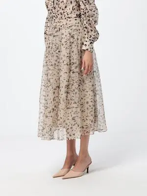 Brunello Cucinelli Abstract-print Silk A-line Midi Skirt For