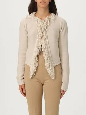 Liviana Conti Knit Cardigan With Fringe Detail - Beige