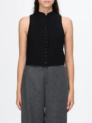 TOM FORD Slim Fit Wool Top With Mandarin Collar And Off-the-shoulder Design