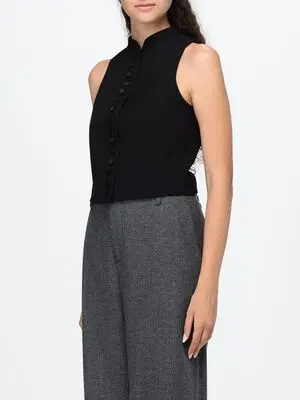 TOM FORD Slim Fit Wool Top With Mandarin Collar And Off-the-shoulder Design